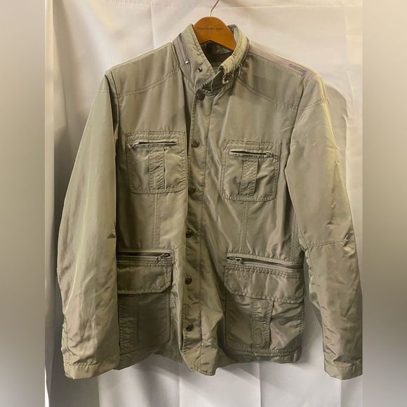 Geox | Jackets & Coats | Geox Respira Khaki Green Light Full Zip Snap ...